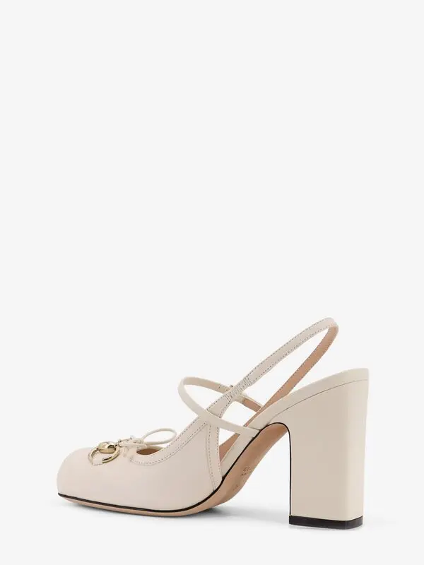 Gucci Leather Slingback Pumps With Square Toe And Metal Horsebit Detail