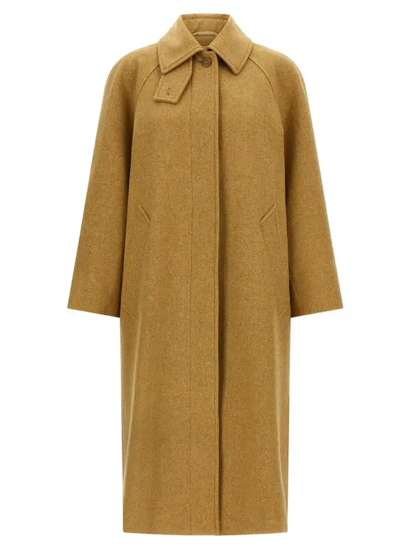 A.p.c. Virgin Wool Coat With Removable Chin Strap - Cream