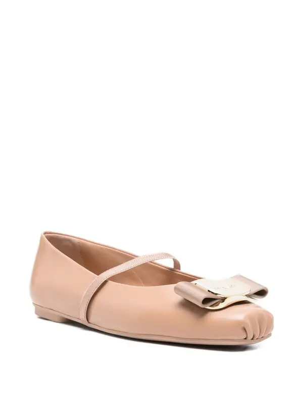 FERRAGAMO Vara Leather Ballerina Flats - Multicolor