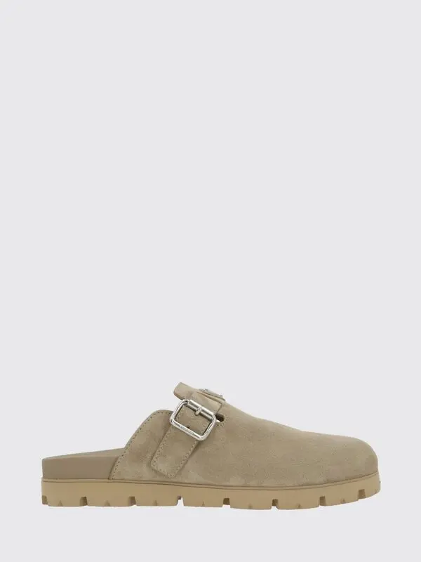 Prada Suede Buckled Clogs