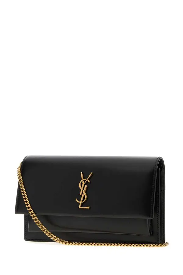 Saint Laurent Leather Sunset Clutch With Chain Strap