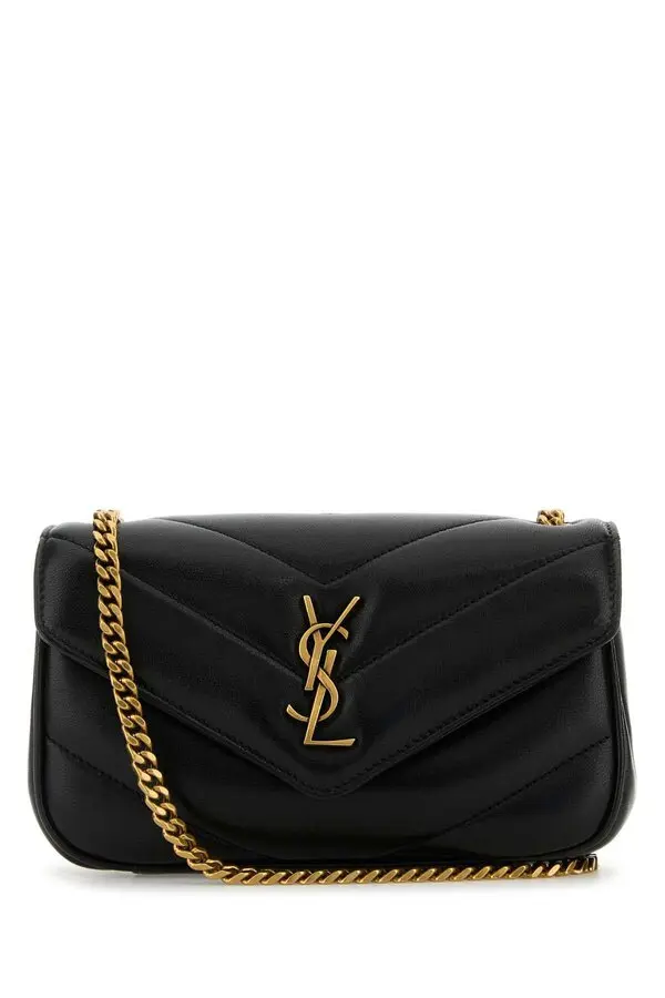Saint Laurent Leather Mini Loulou Crossbody Bag - Black