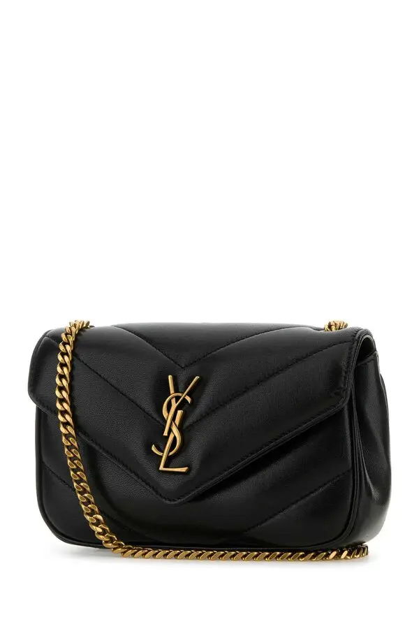 Saint Laurent Leather Mini Loulou Crossbody Bag - Black