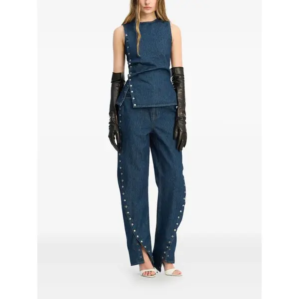 ROTATE BY BIRGER CHRISTENSEN Wide-leg Denim Jeans With Button Detail - Blue