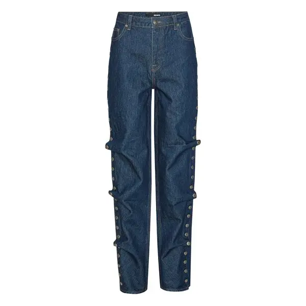 ROTATE BY BIRGER CHRISTENSEN Wide-leg Denim Jeans With Button Detail - Blue