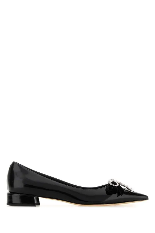 JIMMY CHOO Auria Leather Ballerinas With Crystal Embellishment