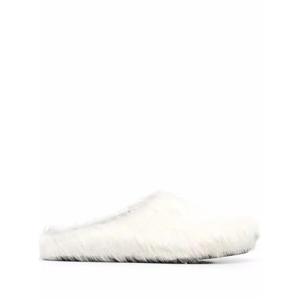 Marni Calf Hair Slip-on Slippers - White