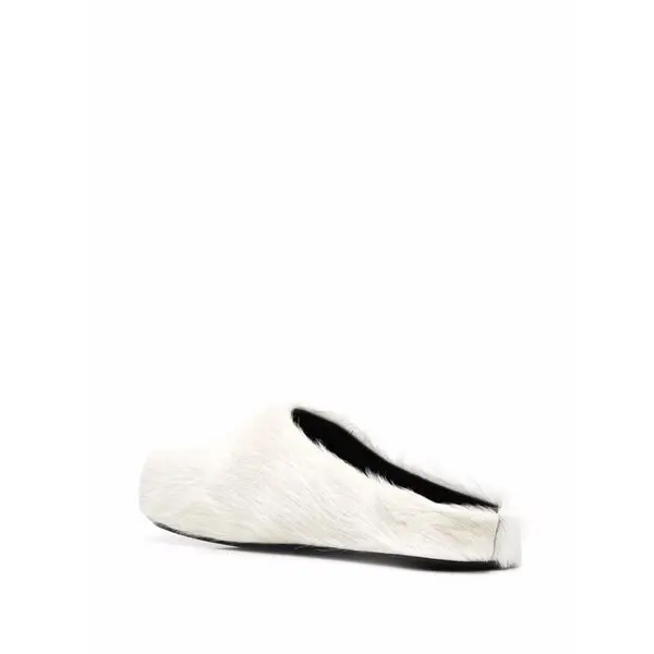 Marni Calf Hair Slip-on Slippers - White