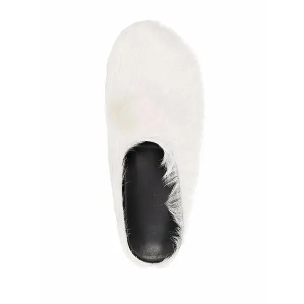 Marni Calf Hair Slip-on Slippers - White
