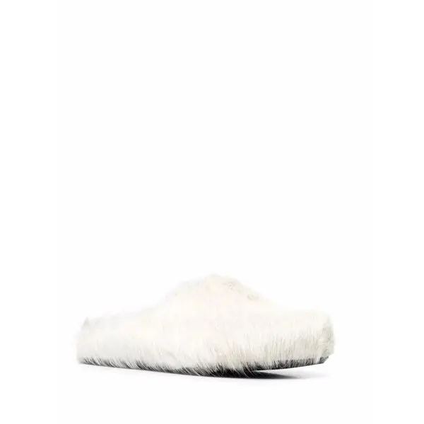 Marni Calf Hair Slip-on Slippers - White