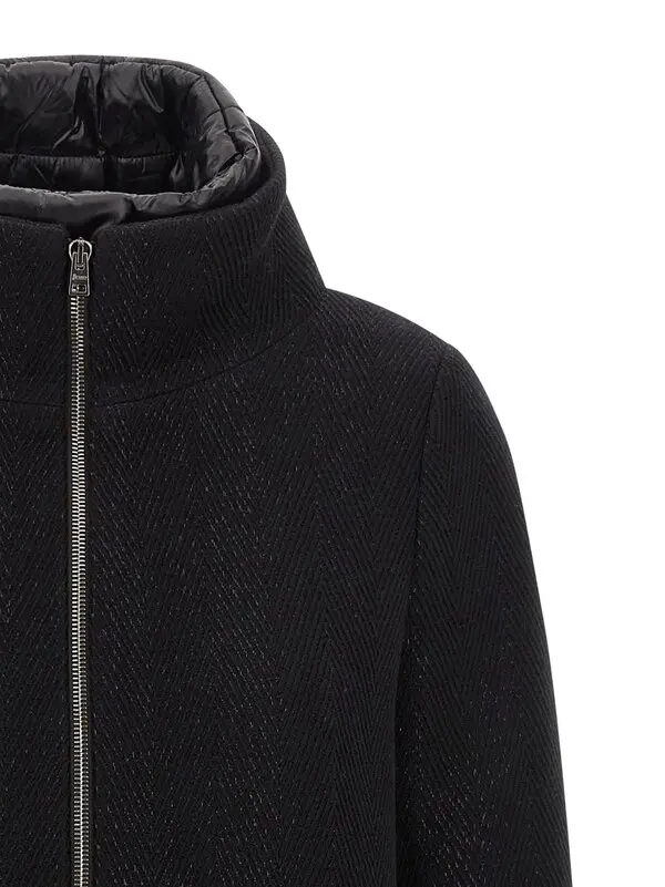 Herno Lamé Thread And Wool Coat