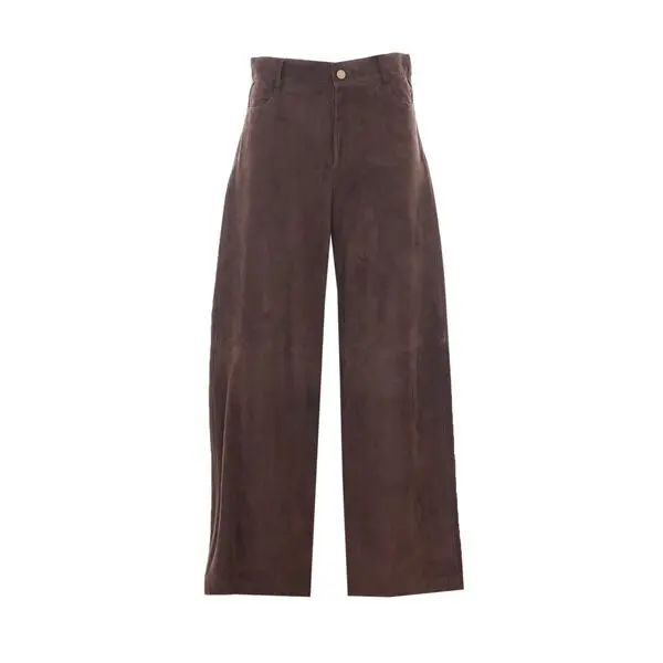 Max Mara Wide Leg Suede Trousers - Brown