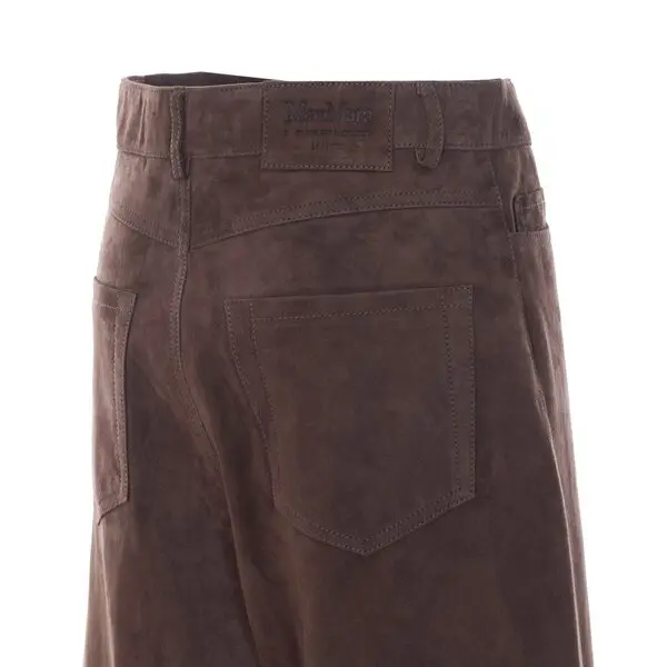 Max Mara Wide Leg Suede Trousers - Brown