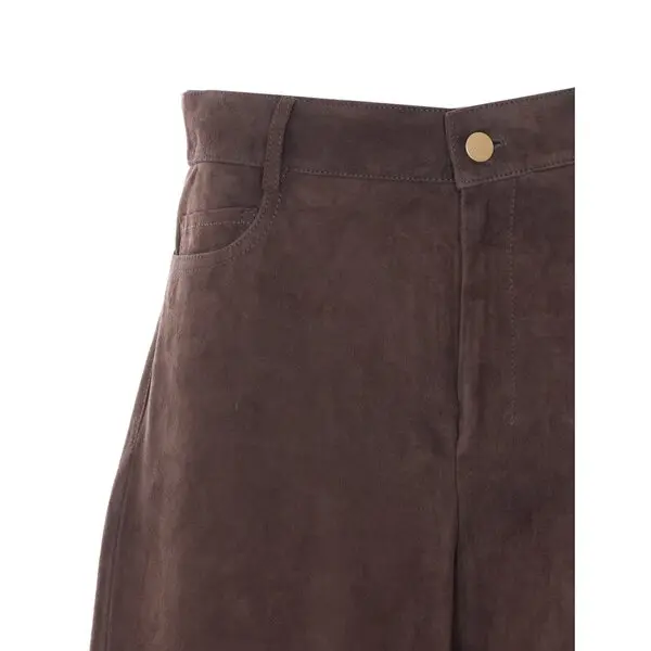 Max Mara Wide Leg Suede Trousers - Brown