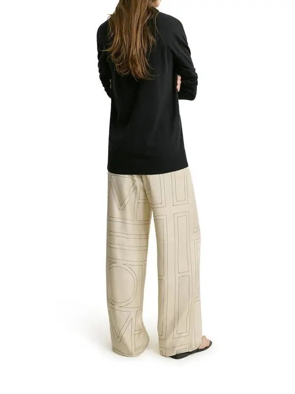 TOTEME Monogram Silk Trousers - Cream