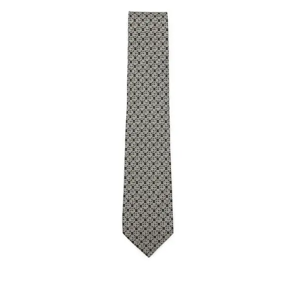 FERRAGAMO Gancini Print Neck Tie - Black