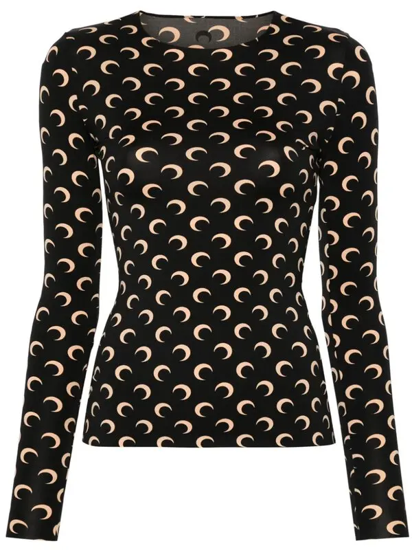 MARINE SERRE Moonogram Crewneck Long Sleeve Top - Multicolor