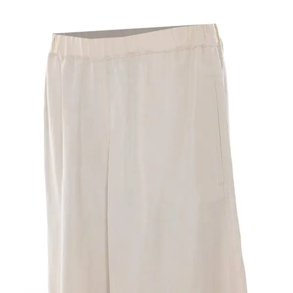 Max Mara Beige Linen Silk Wide Trousers - Cream