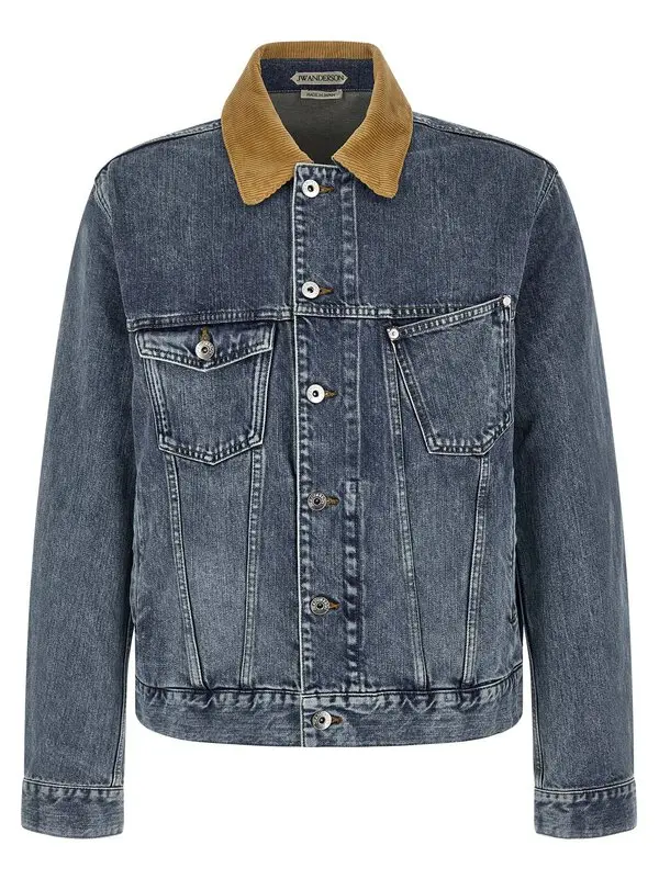 JW Anderson Denim Jacket With Corduroy Collar - Blue