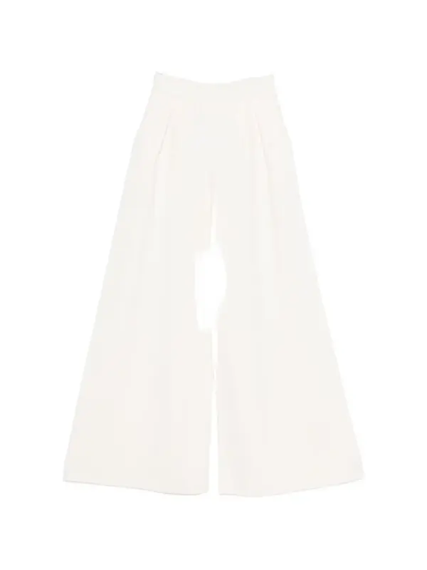 Max Mara Beige Virgin Wool Wide Leg Trousers - Multicolor