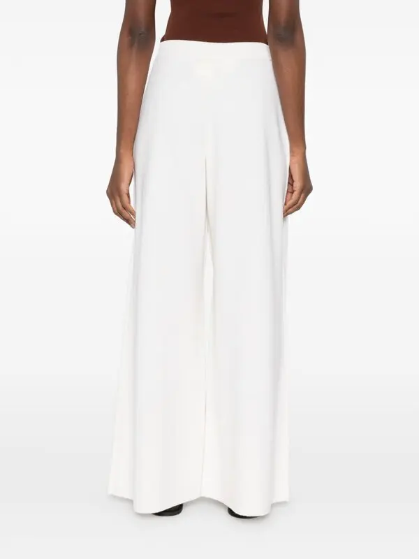 Max Mara Beige Virgin Wool Wide Leg Trousers - Multicolor