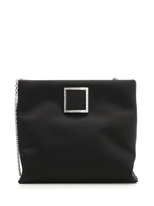 ROGER VIVIER Satin Trompette Bag With Crystal Buckle - Black