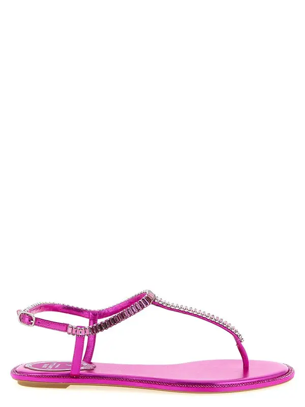 Rene Caovilla Diana Embellished Flat Sandals - Pink