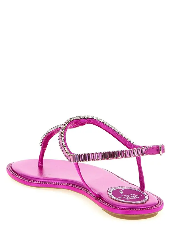 Rene Caovilla Diana Embellished Flat Sandals - Pink