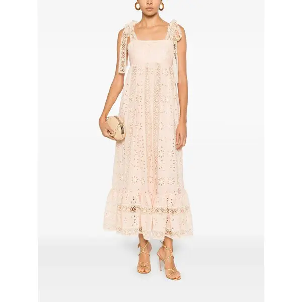 Zimmermann Light Peach Floral Embroidered Cotton Day Dress
