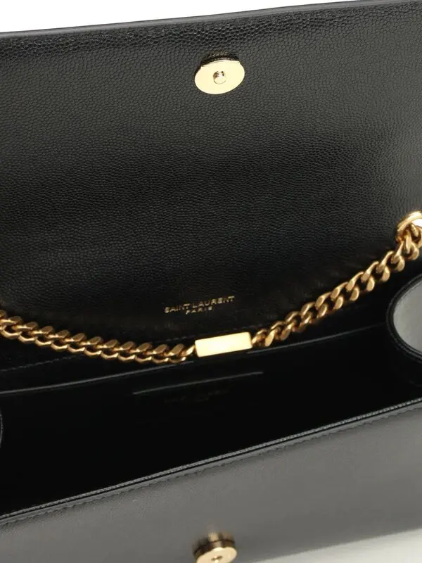 Saint Laurent Small Kate Bag In Grain De Poudre Leather - Black