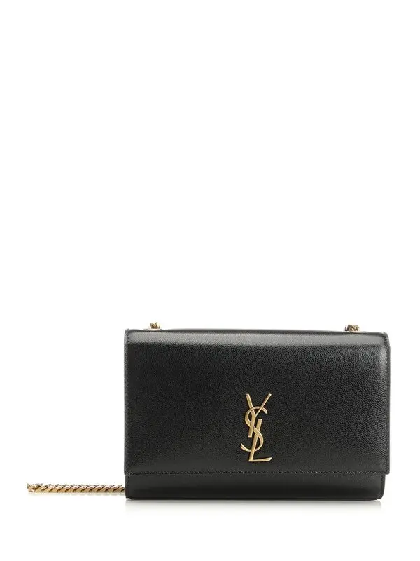 Saint Laurent Small Kate Bag In Grain De Poudre Leather - Black