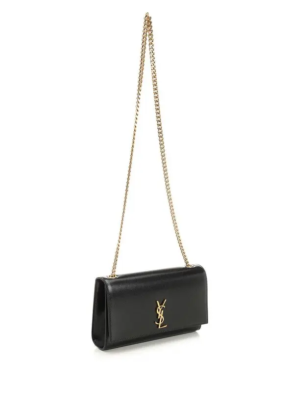 Saint Laurent Small Kate Bag In Grain De Poudre Leather - Black