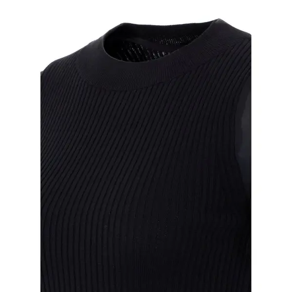 Sacai Satin X Cotton Knit Pullover With Frill Sleeves