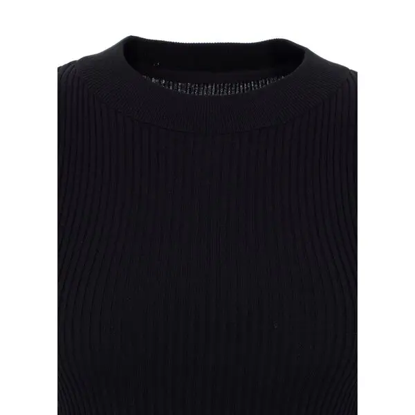 Sacai Satin X Cotton Knit Pullover With Frill Sleeves