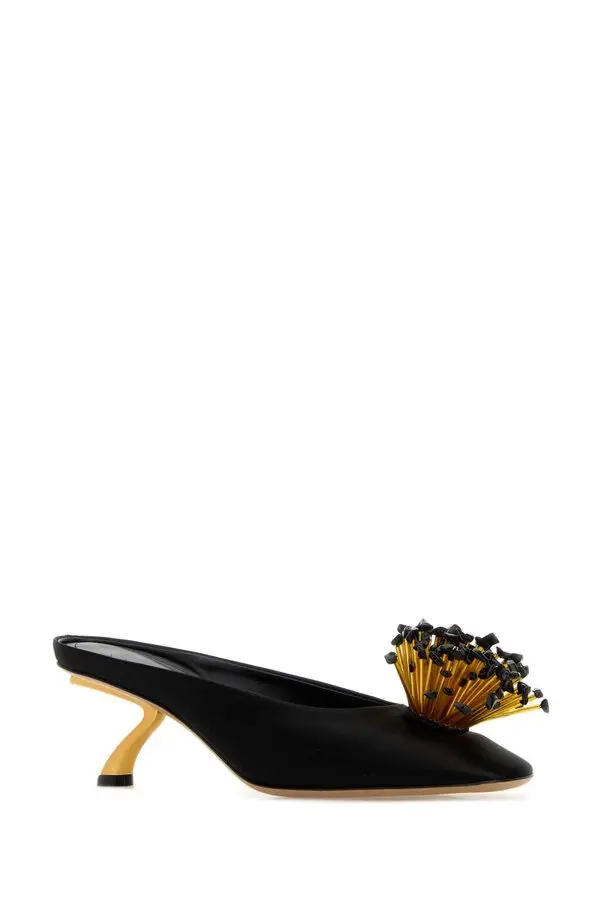 FERRAGAMO Safi" Embellished Satin Mules - Black