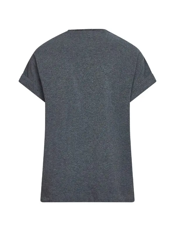 Brunello Cucinelli Grey Stretch Jersey T-shirt With Precious Neckline - Multicolor
