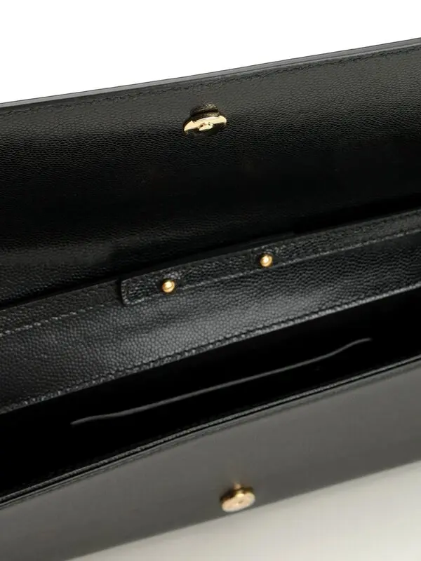 Saint Laurent Kate" Clutch In Grain De Poudre Leather With Cassandre Decoration - Black