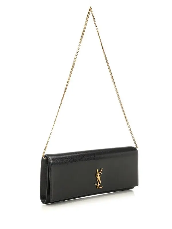 Saint Laurent Kate" Clutch In Grain De Poudre Leather With Cassandre Decoration