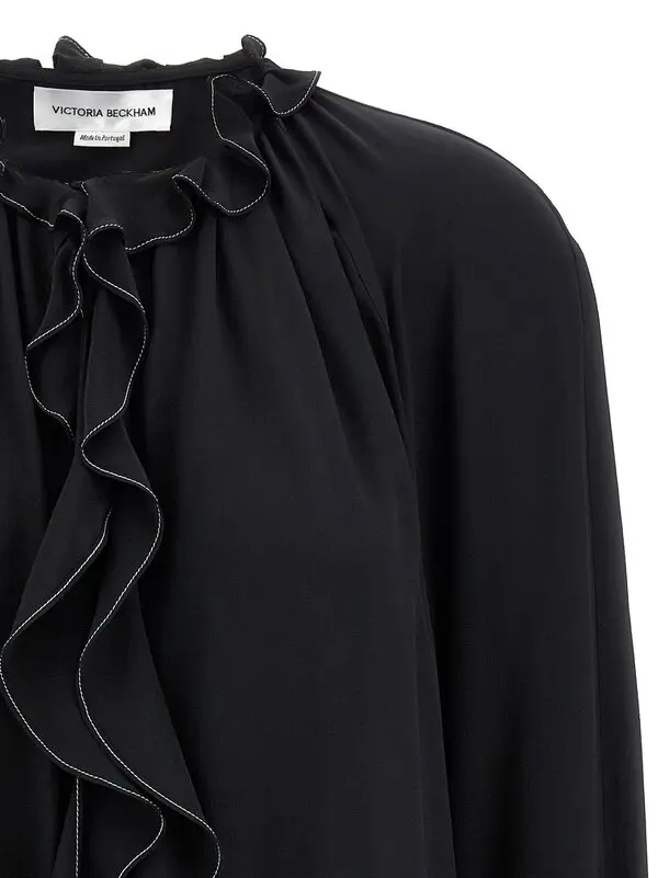 Victoria Beckham Ruffle Blouse - Black
