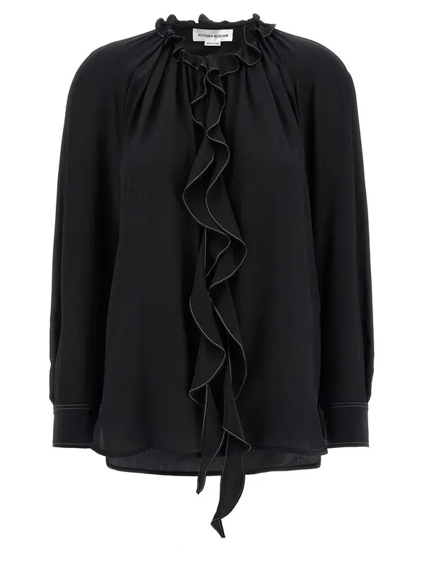 Victoria Beckham Ruffle Blouse - Black