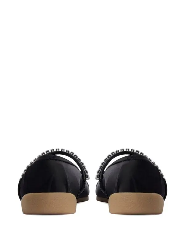 GIUSEPPE ZANOTTI Black Silk Satin Rhinestone Band Ballet Flats - Multicolor