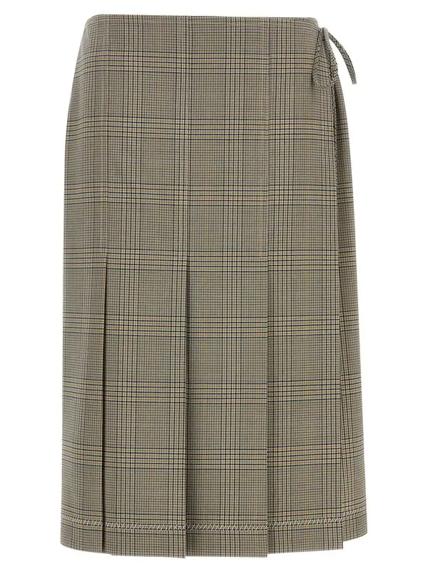 Marni Clement" Pleated Wool Blend Skirt - Gray