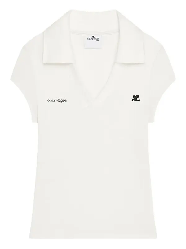 COURREGES Sports Cropped Polo Shirt - White