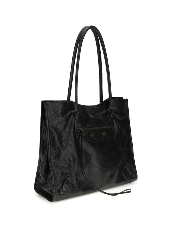 Balenciaga Le City Tote Bag In Lambskin - Black