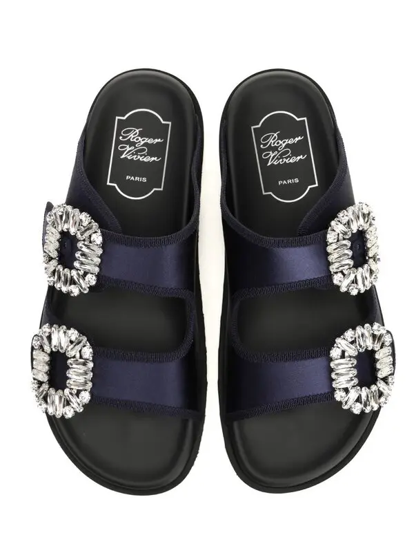 ROGER VIVIER Slidy Viv' Mule With Crystal Buckles