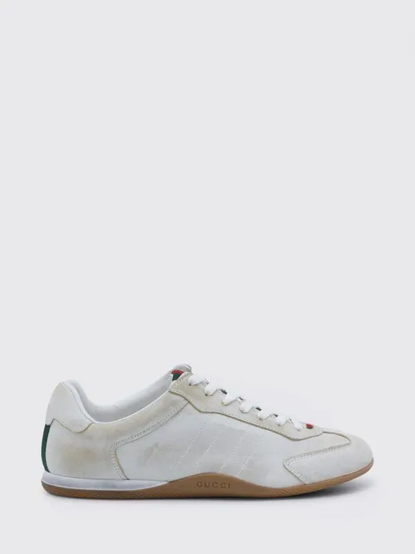 Gucci Suede Lace-up Sneakers - White