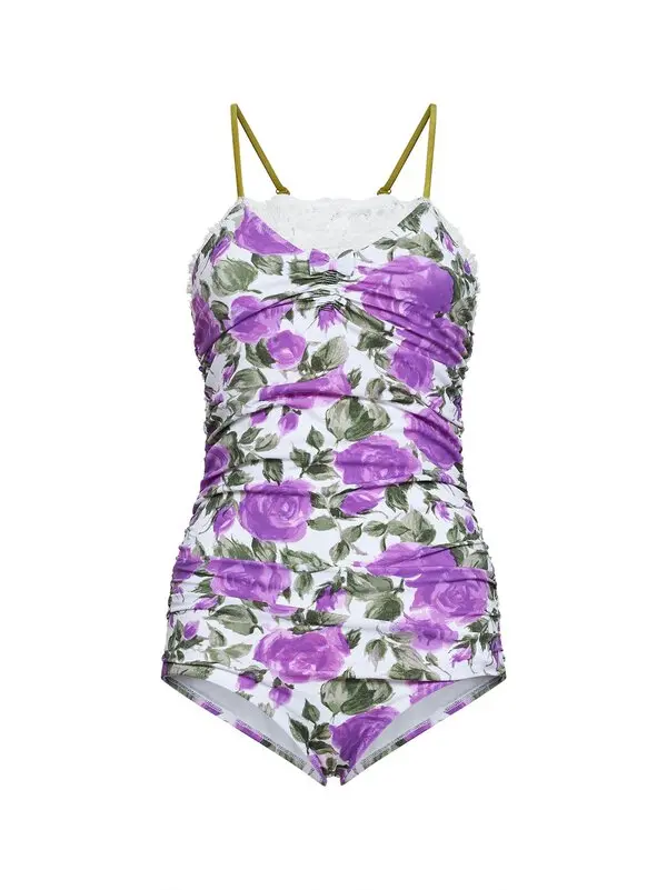 Chloé Rose Print Gathered Bodysuit - Multicolor