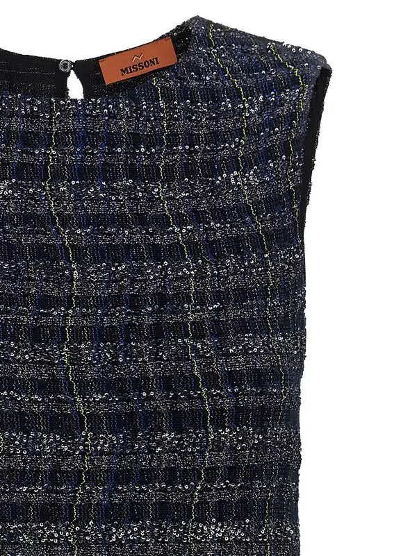 Missoni Checkered Textured Sleeveless Mini Dress