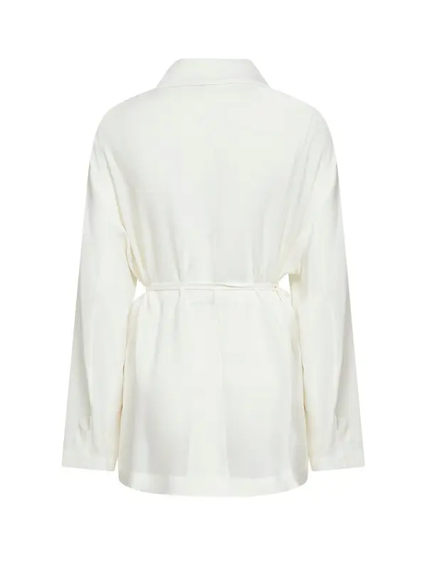 Brunello Cucinelli White Silk Sablé Crêpe Blazer With Monili Embroidery