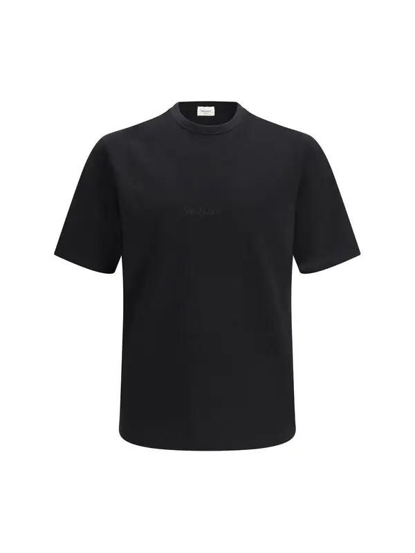 Saint Laurent Cotton Jersey T-shirt With Embroidered Logo - Black